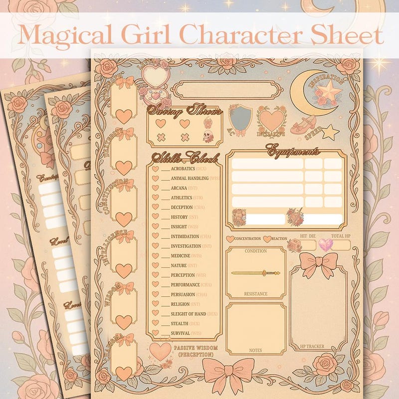 Dnd Character Sheet Girls - Etsy