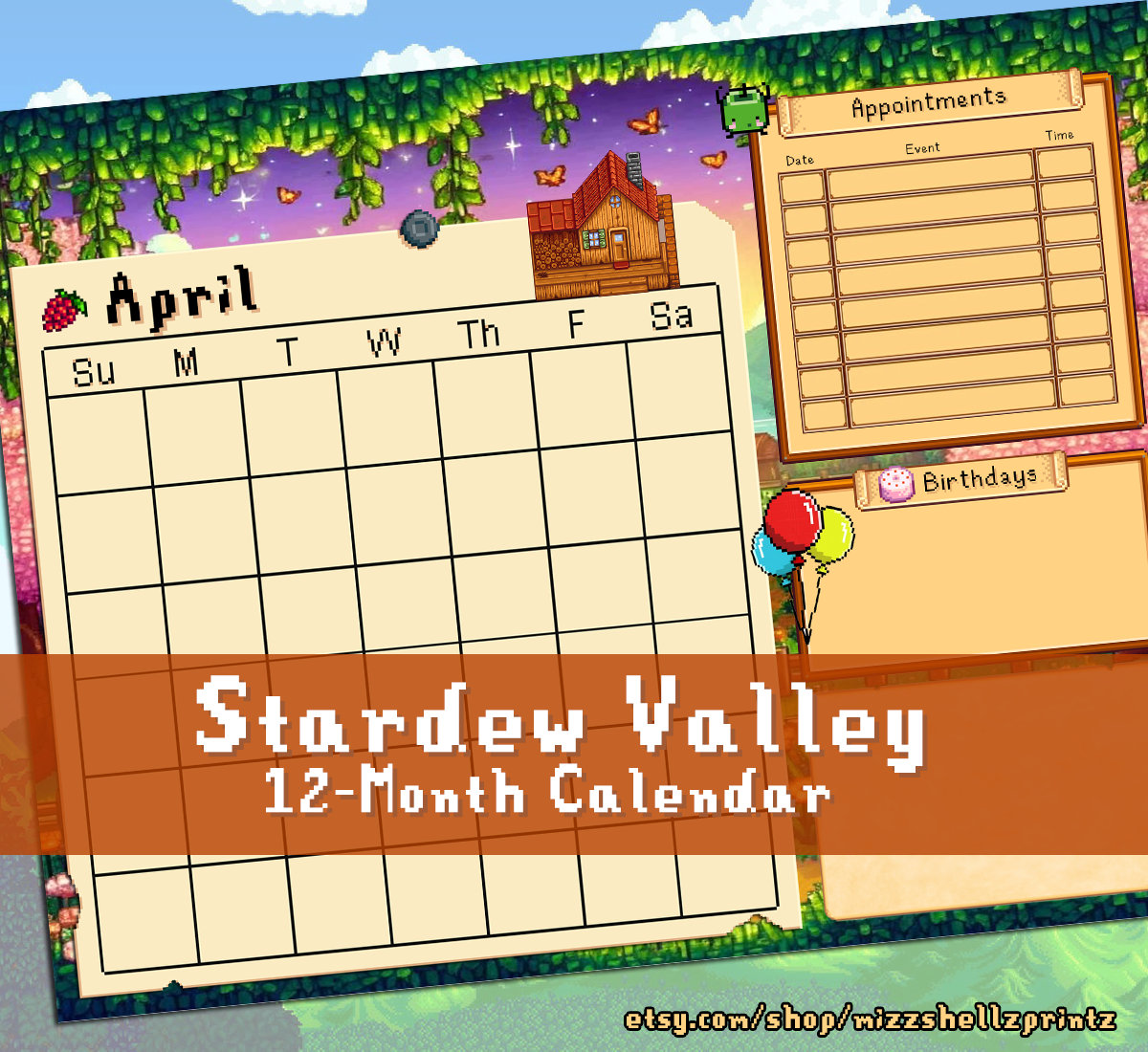 Stardew Valley 12-month Calendar | Printable 11x8.5 Instant Download - Etsy