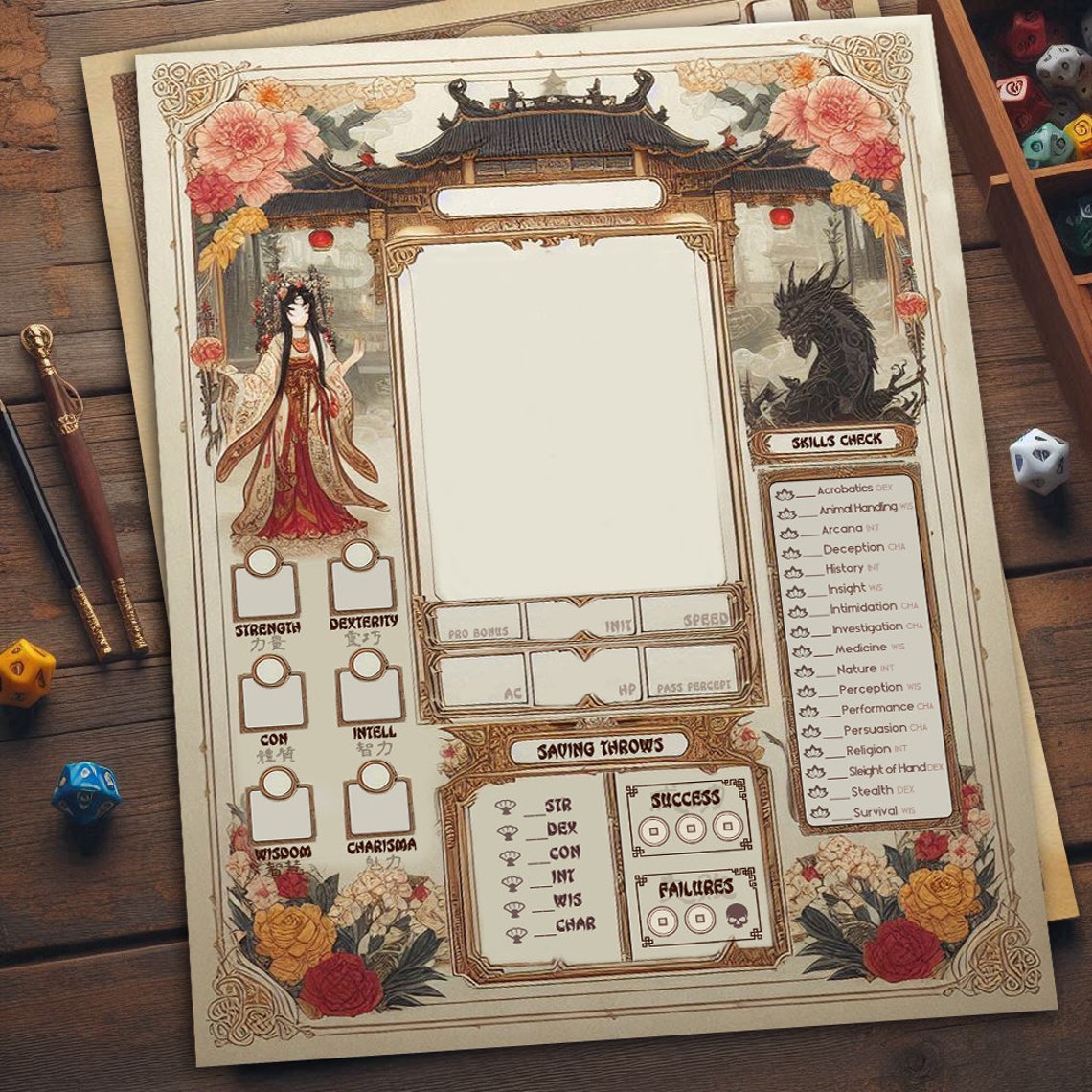 Chinese Ancient Fantasy | Dnd Printable Character Sheet, RPG Character ...