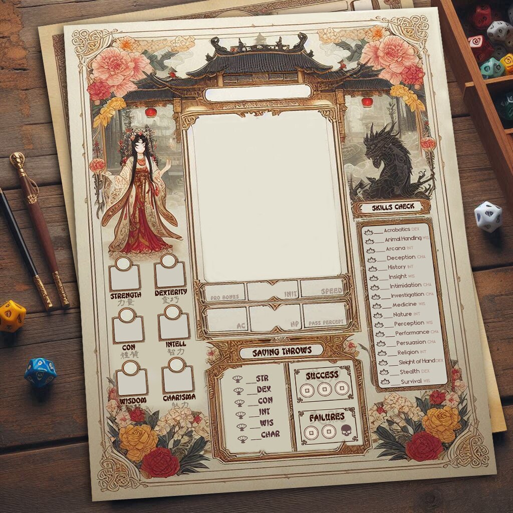 Chinese Ancient Fantasy | Dnd Printable Character Sheet, RPG Character ...