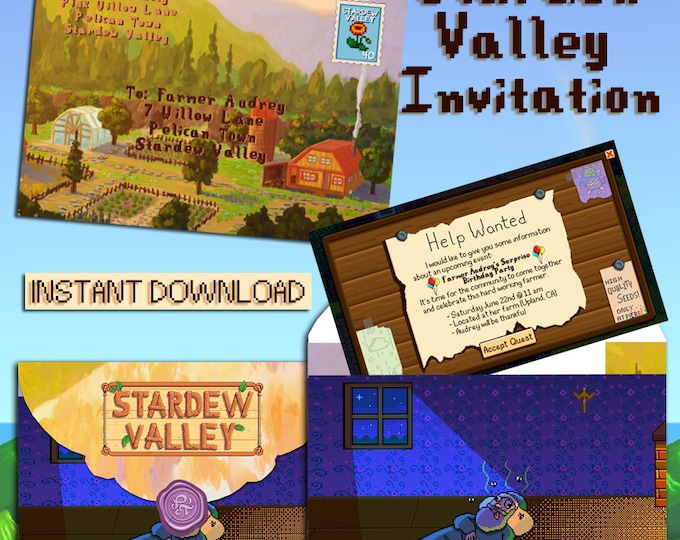 STARDEW VALLEY Inspired Digital Birthday Invitation Template, Farm ...