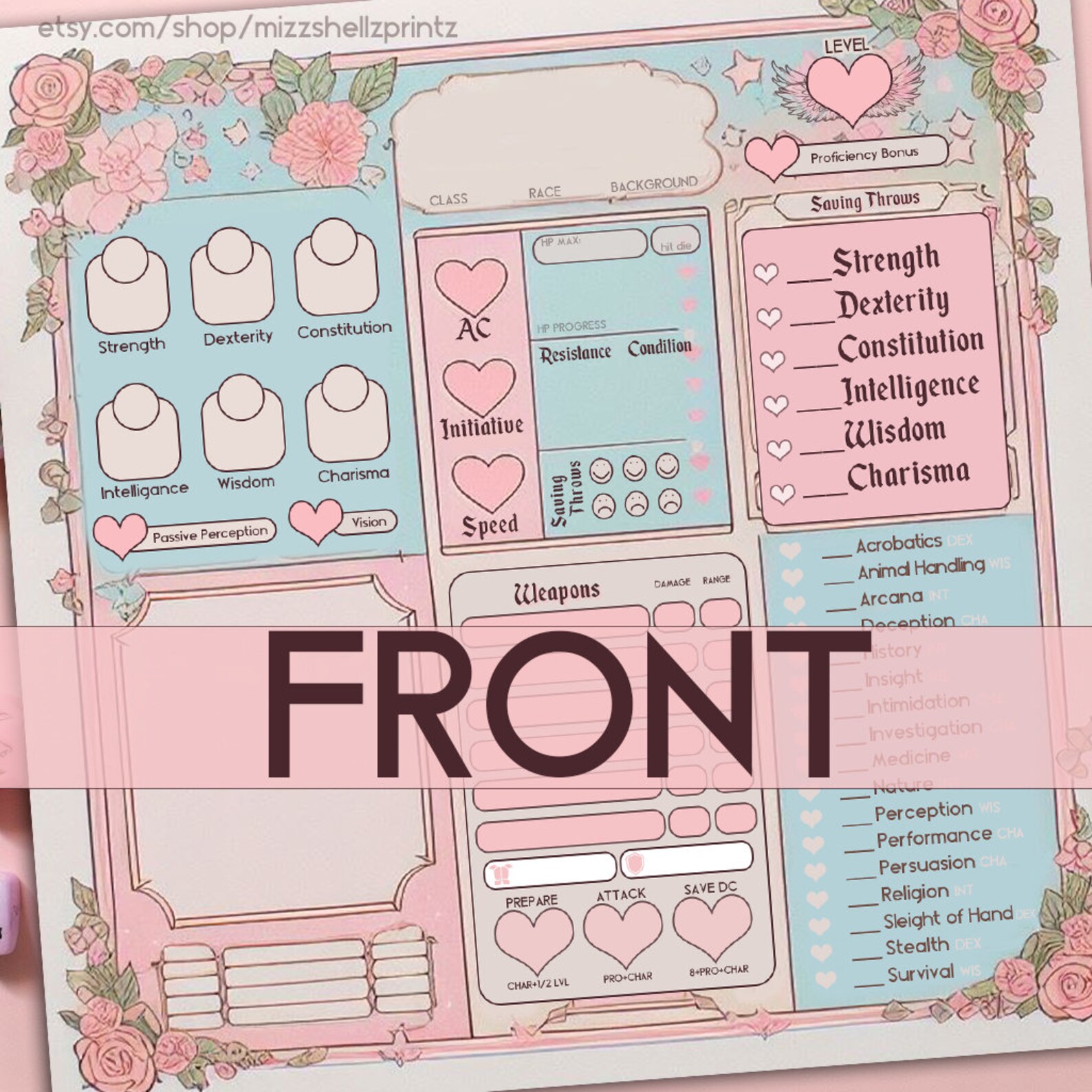 Pastel Dream Dnd Printable Character Sheet, RPG Character Sheet, Dnd 5e ...