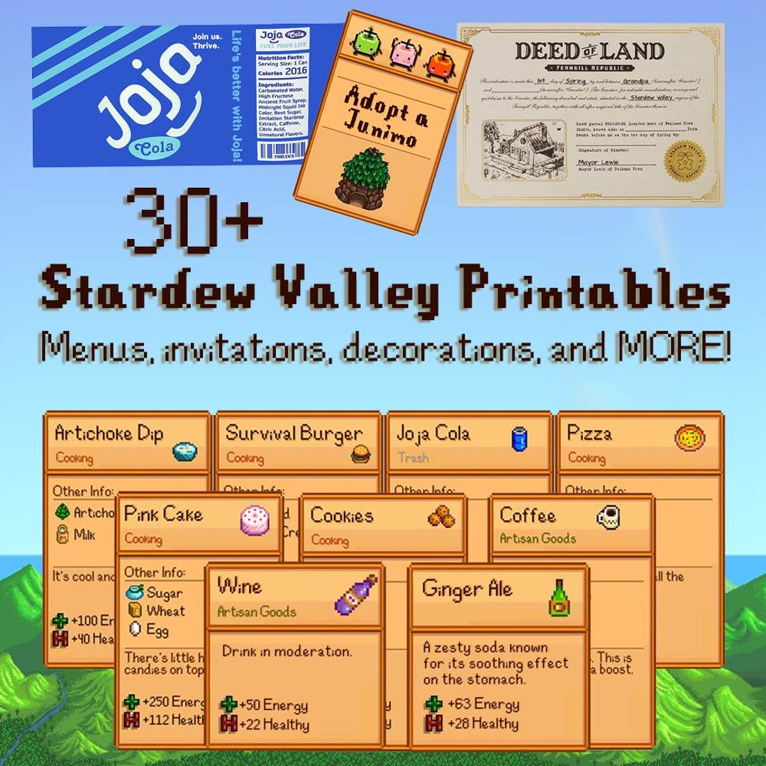 Stardew Valley Party Decorations Instant Downloads - Etsy Canada