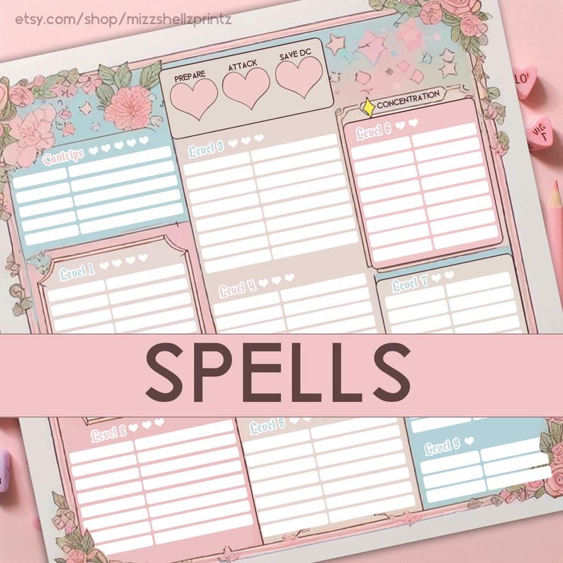 Pastel Dream Dnd Printable Character Sheet, RPG Character Sheet, Dnd 5e ...