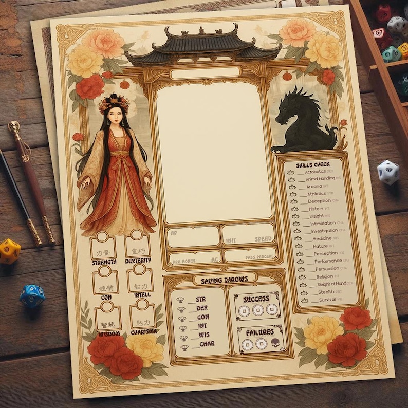 Chinese Ancient Fantasy | Dnd Printable Character Sheet, RPG Character ...