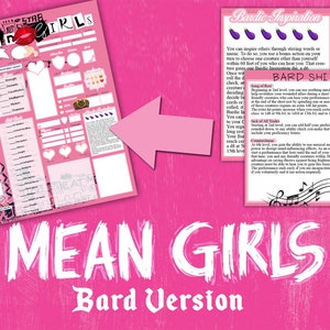 Mean Girls Themed | Dnd Printable Character Sheet - Etsy
