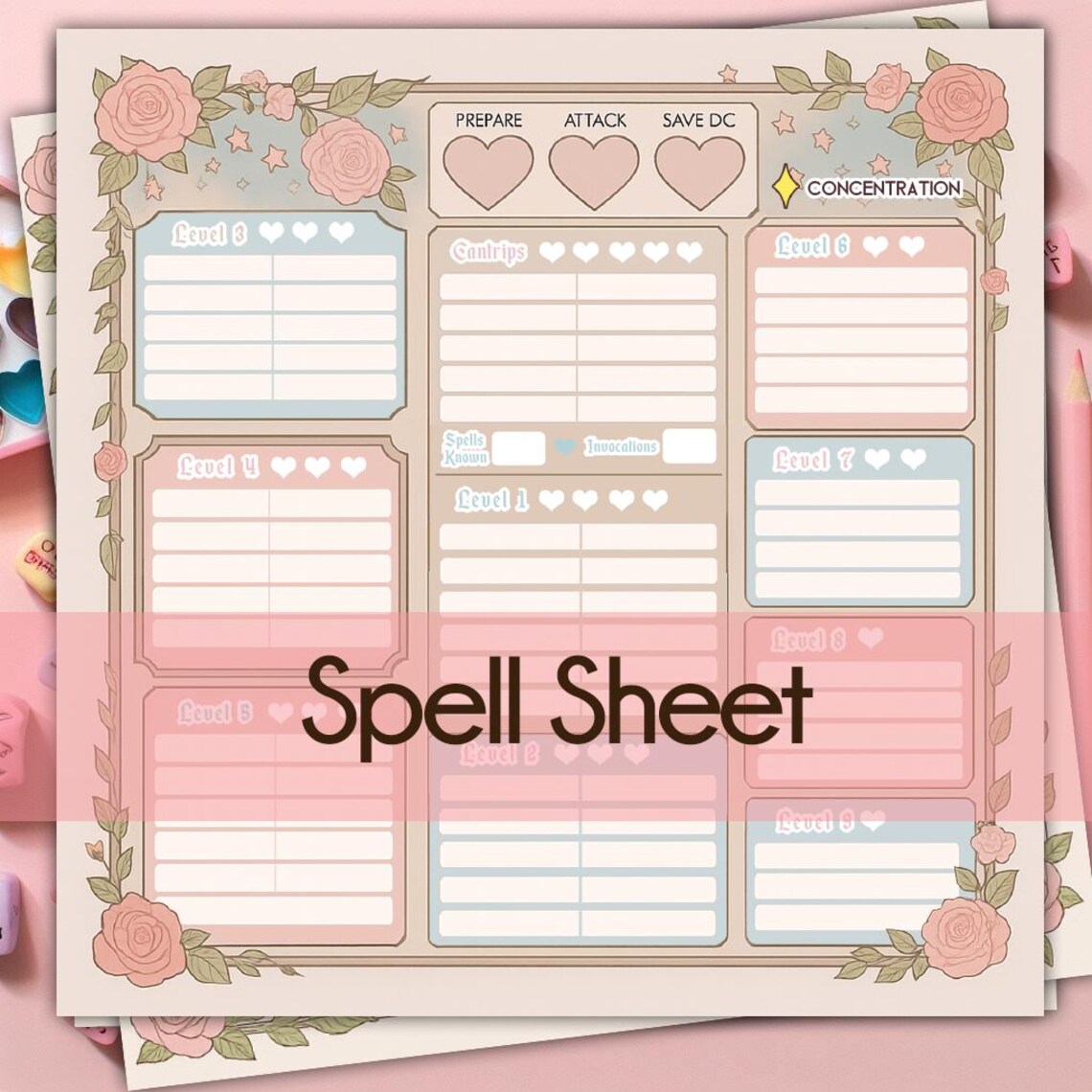 Pastel Dream | Dnd Printable Character Sheet | RPG Character Sheet, Dnd ...
