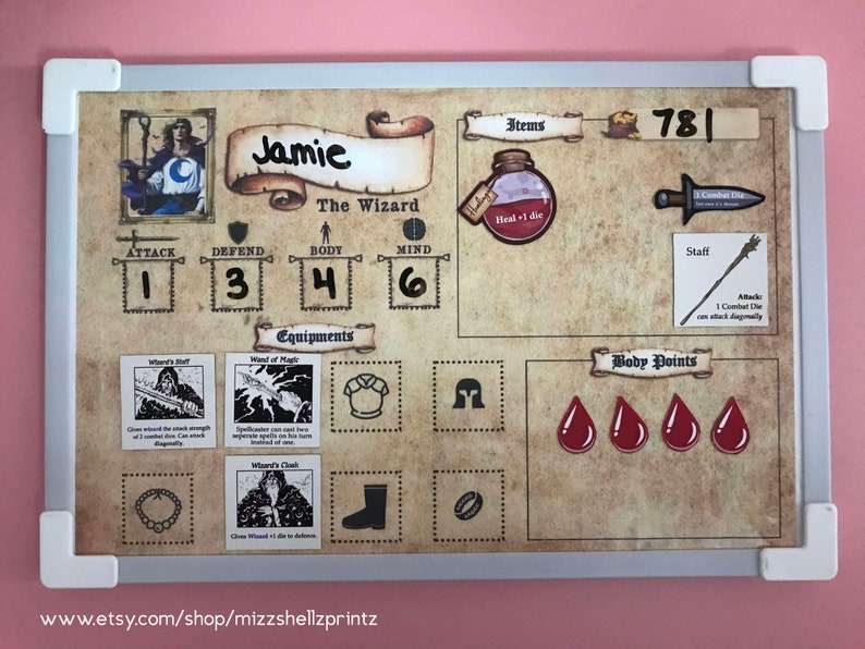 Heroquest Magnetic Character Sheets | Printable Instant Downloads - Etsy