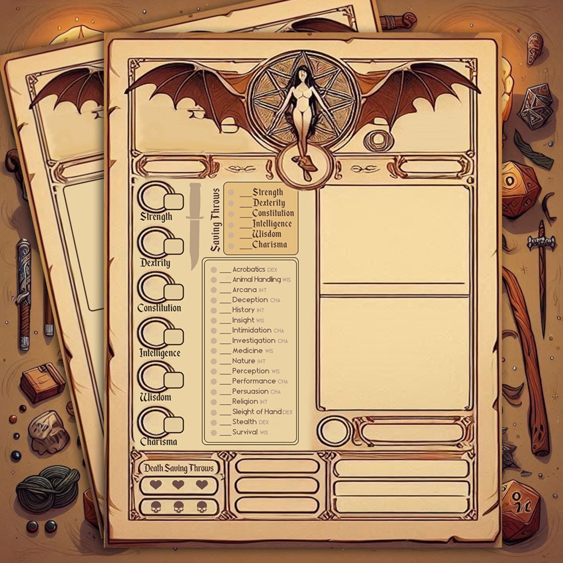 Succubus | Dnd Printable Character Sheet, RPG Character Sheet, Dnd 5e ...