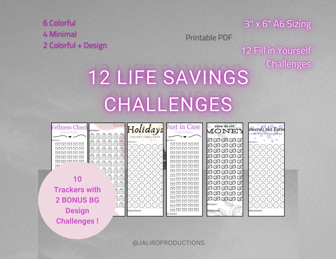 A6 Life Savings Challenge Printable Savings Bundle set of 10 2 Bonus ...