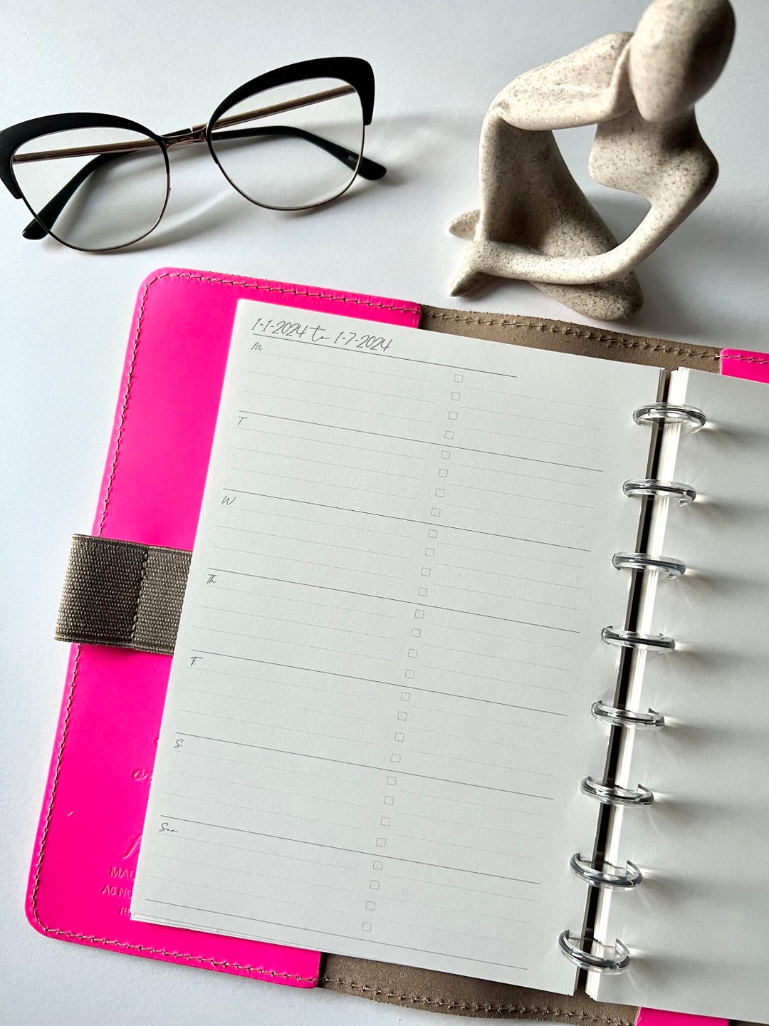 Weekly Insert Cursive Font WO1P 2024 & Undated Weekly Planner Inserts ...