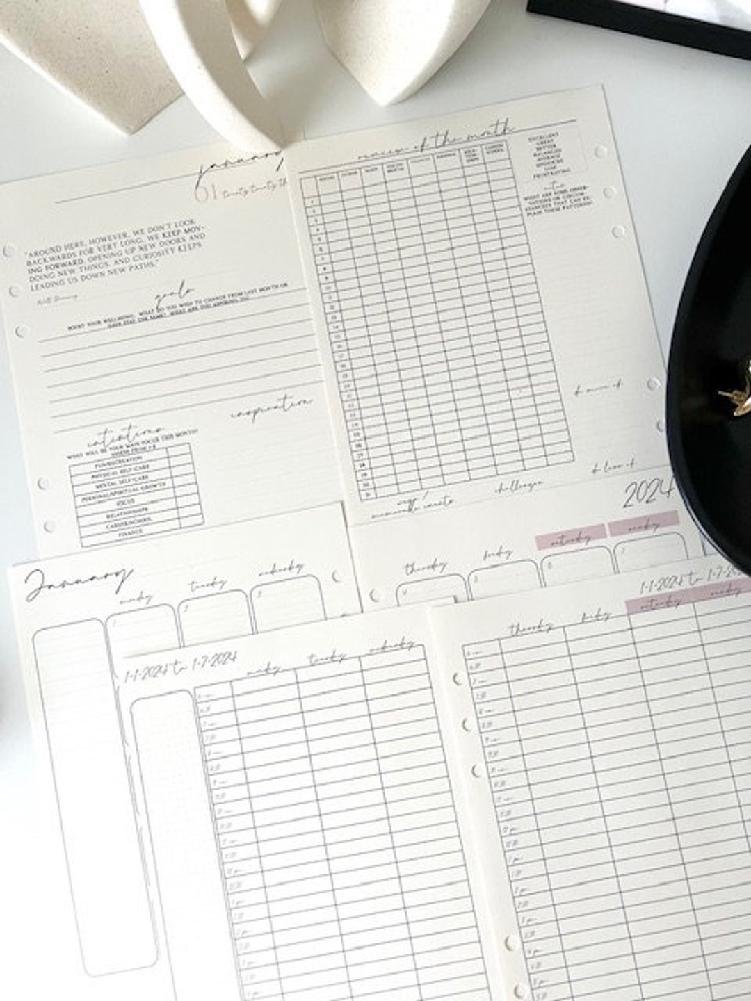 No. 4 Monthly Weekly Hourly Insert Cursive Font 2024 & Undated Planner ...