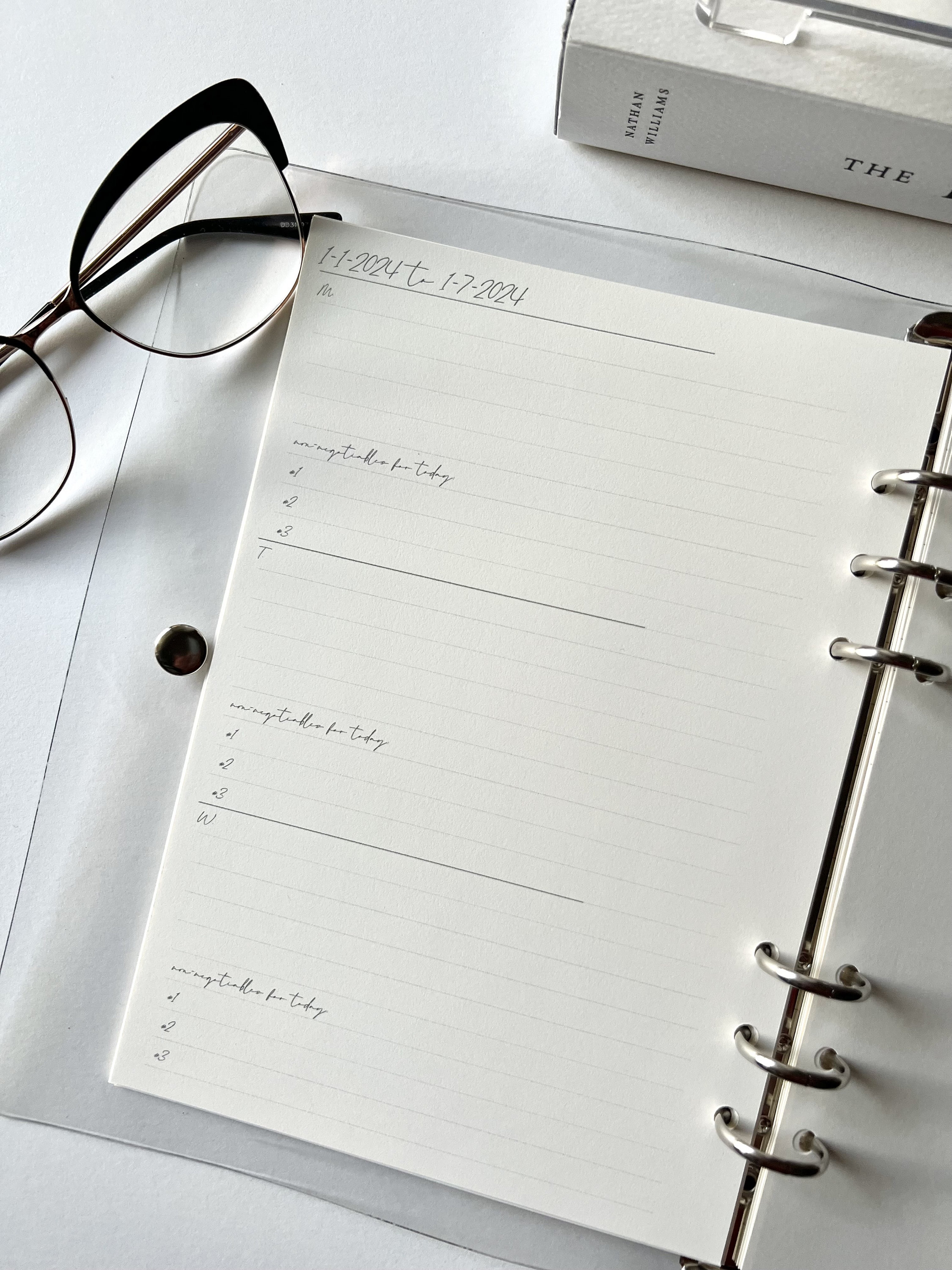 Weekly Insert Cursive Font 2024 & Undated Weekly Planner Inserts WO2P ...