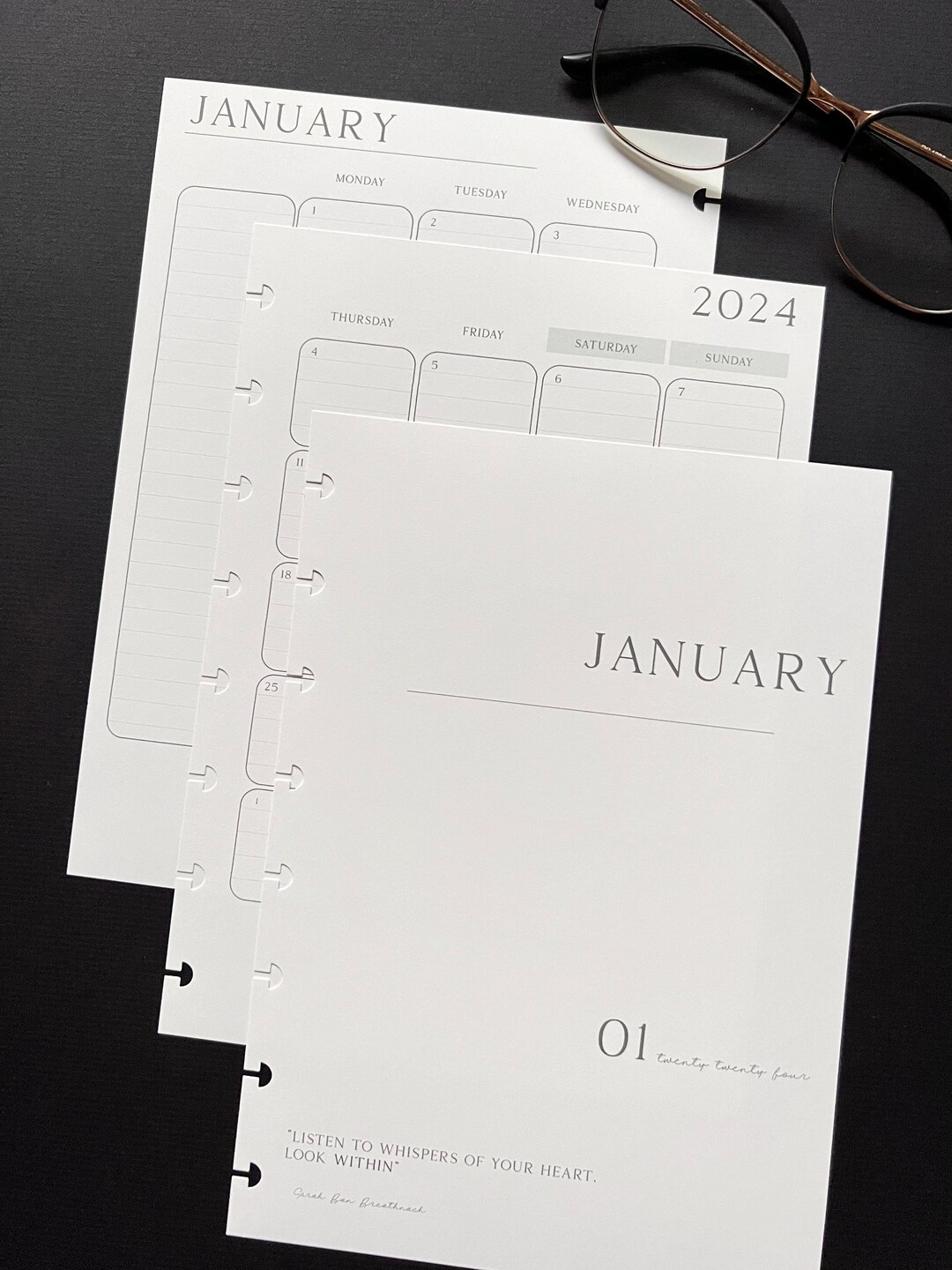 Monthly Calendar Planner Inserts Serif Font MO2P Cover Page/page Break ...