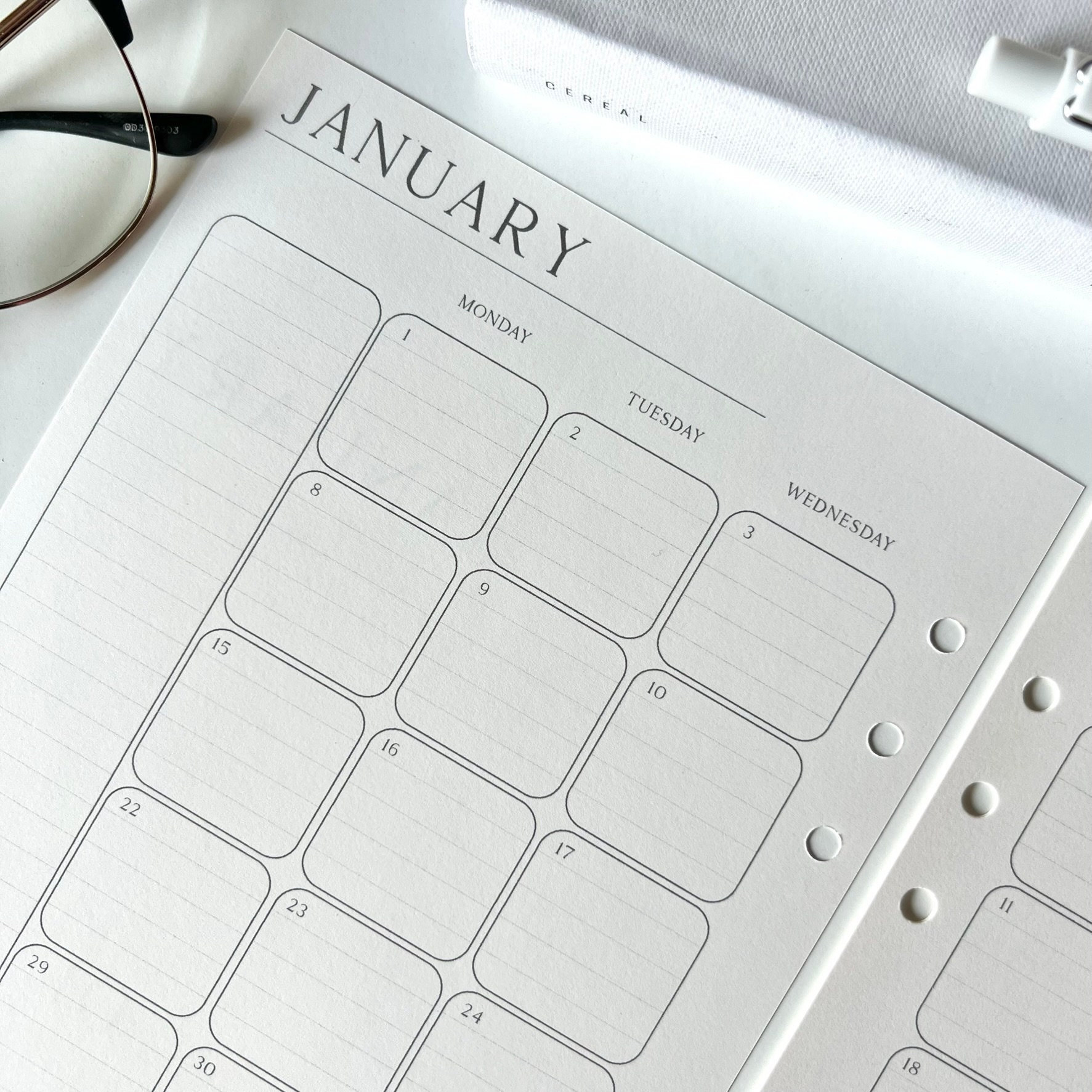 Monthly Calendar Planner Inserts Serif Font MO2P Cover Page/page Break ...