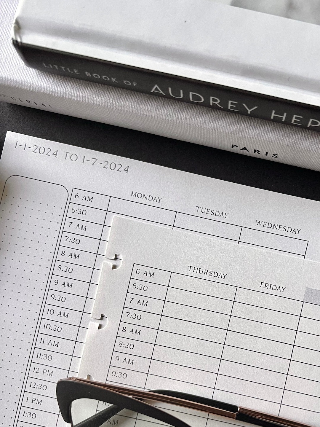 Weekly Hourly Schedule Insert | Serif Font | 2025 & Undated Weekly ...