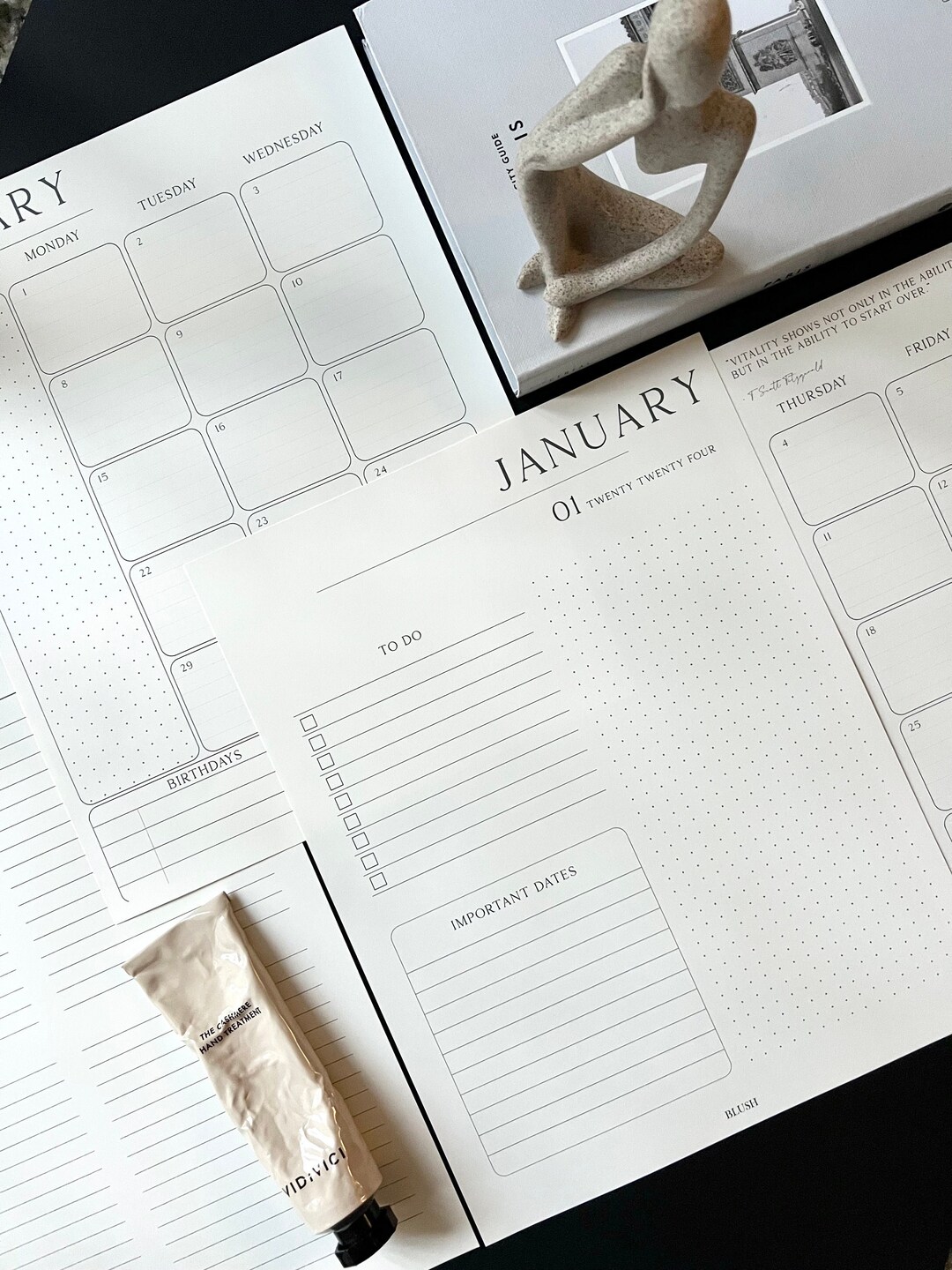 Monthly Calendar Planner Inserts MO4P Cover Page/page Break Printed ...