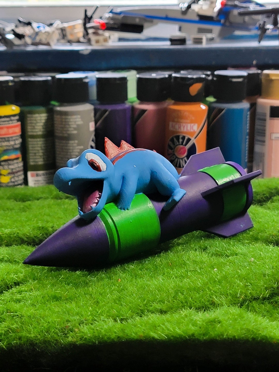 3D Printed Missile Totodile Statue Figure-unique, Hand Painted ...