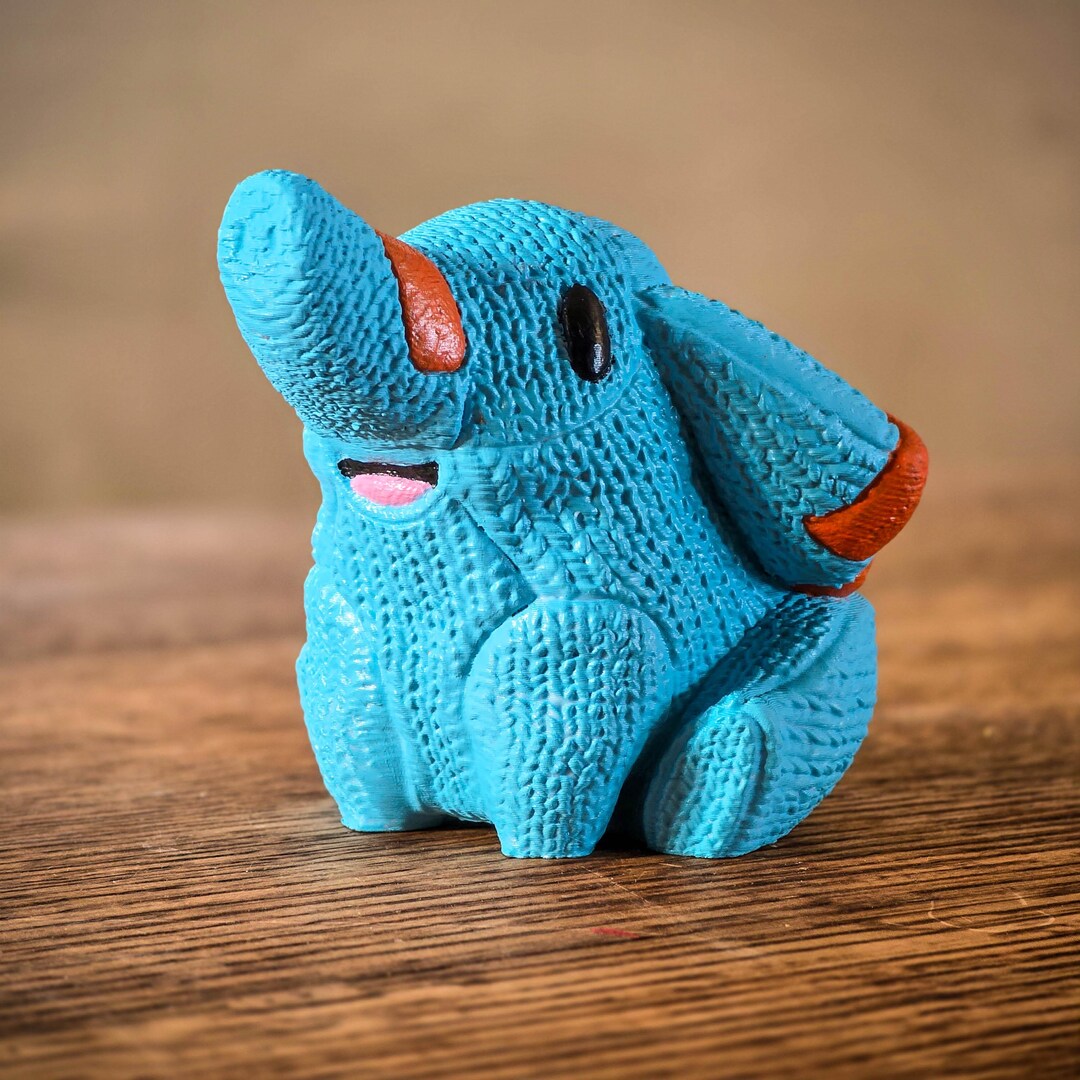 3D Printed Knit Phanpy Statue Figure Unique, Hand Painted Collectable ...