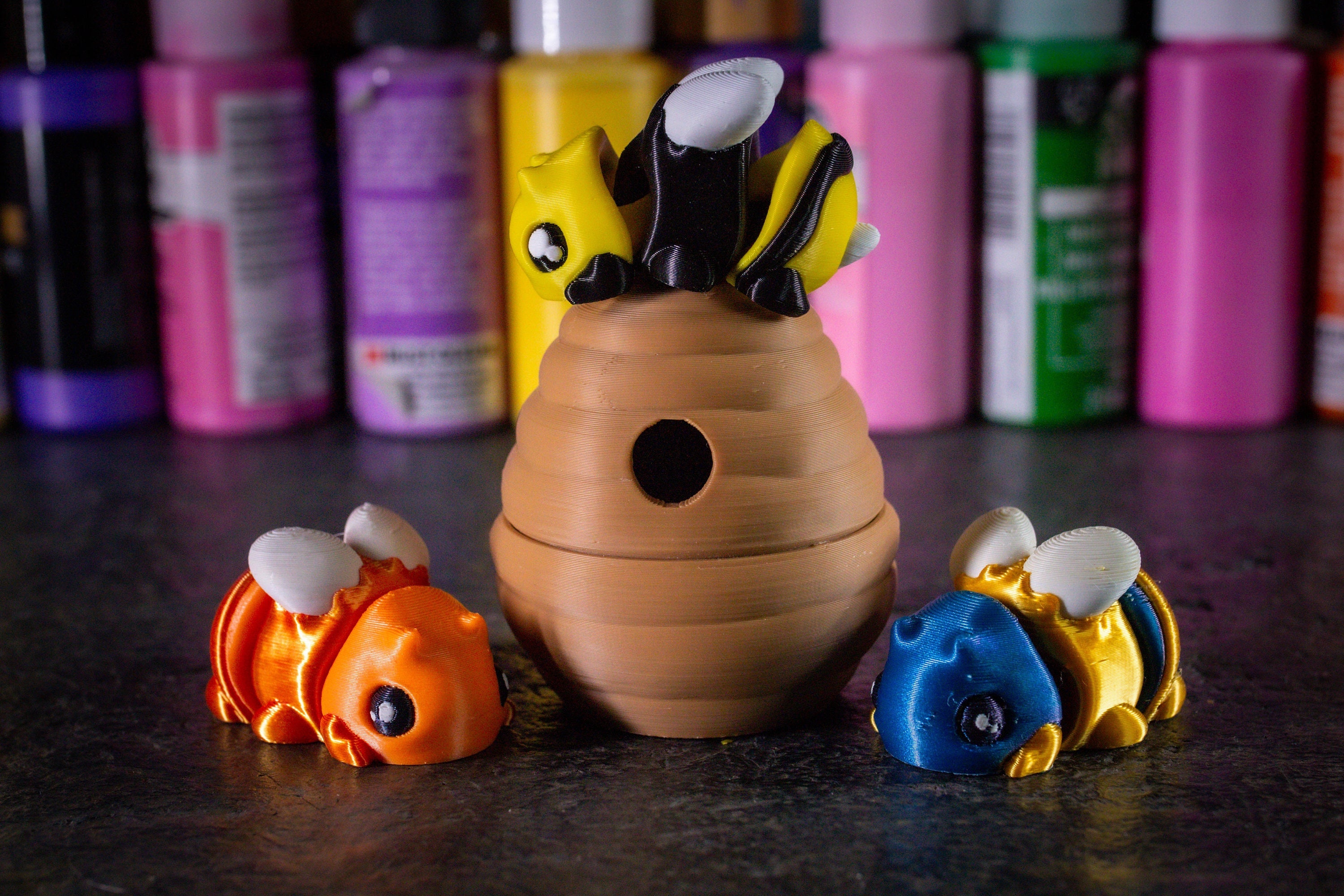3D Printed Bee Hive Storage Container With an Articulated Bee - Etsy