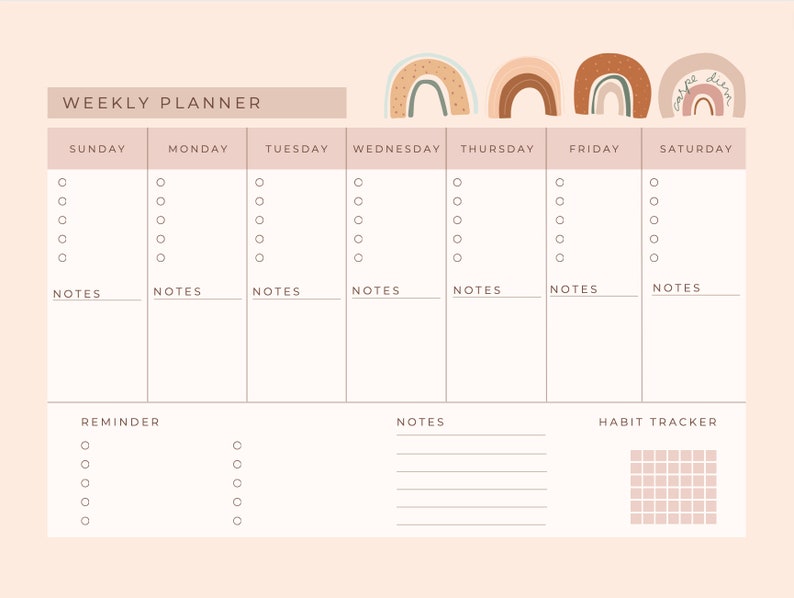 Cute Boho Weekly Planner - Etsy
