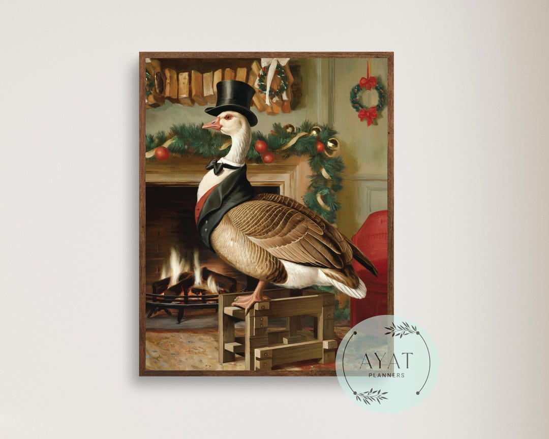 Goose Portrait Print | Victorian Christmas Goose in Clothes - Etsy