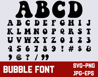 Bubble Font Groovy Font Bubble Script Font Bubble Letters Svg Retro ...