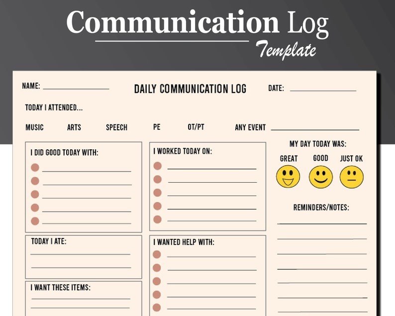 Parent Teacher Communication Log: Daily Student Report (PDF) - Etsy