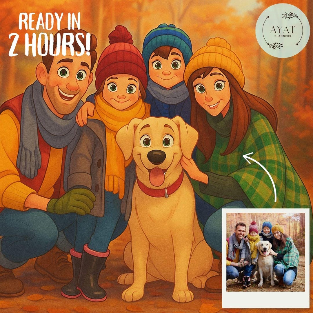 Custom Disney Style Portrait From Photo | Personalized Cartoon Drawing ...