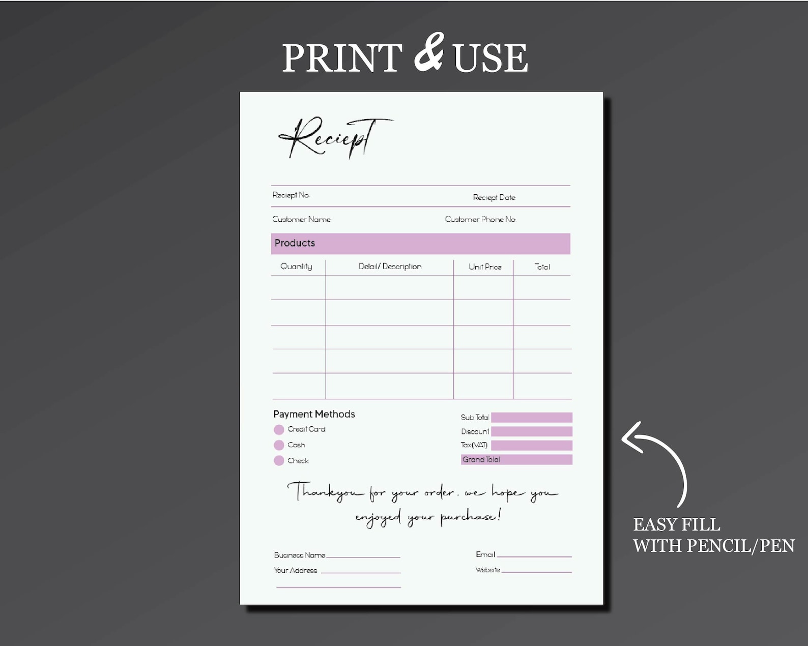 Receipt Template | Receipts | Business Receipt | Invoice Receipt ...