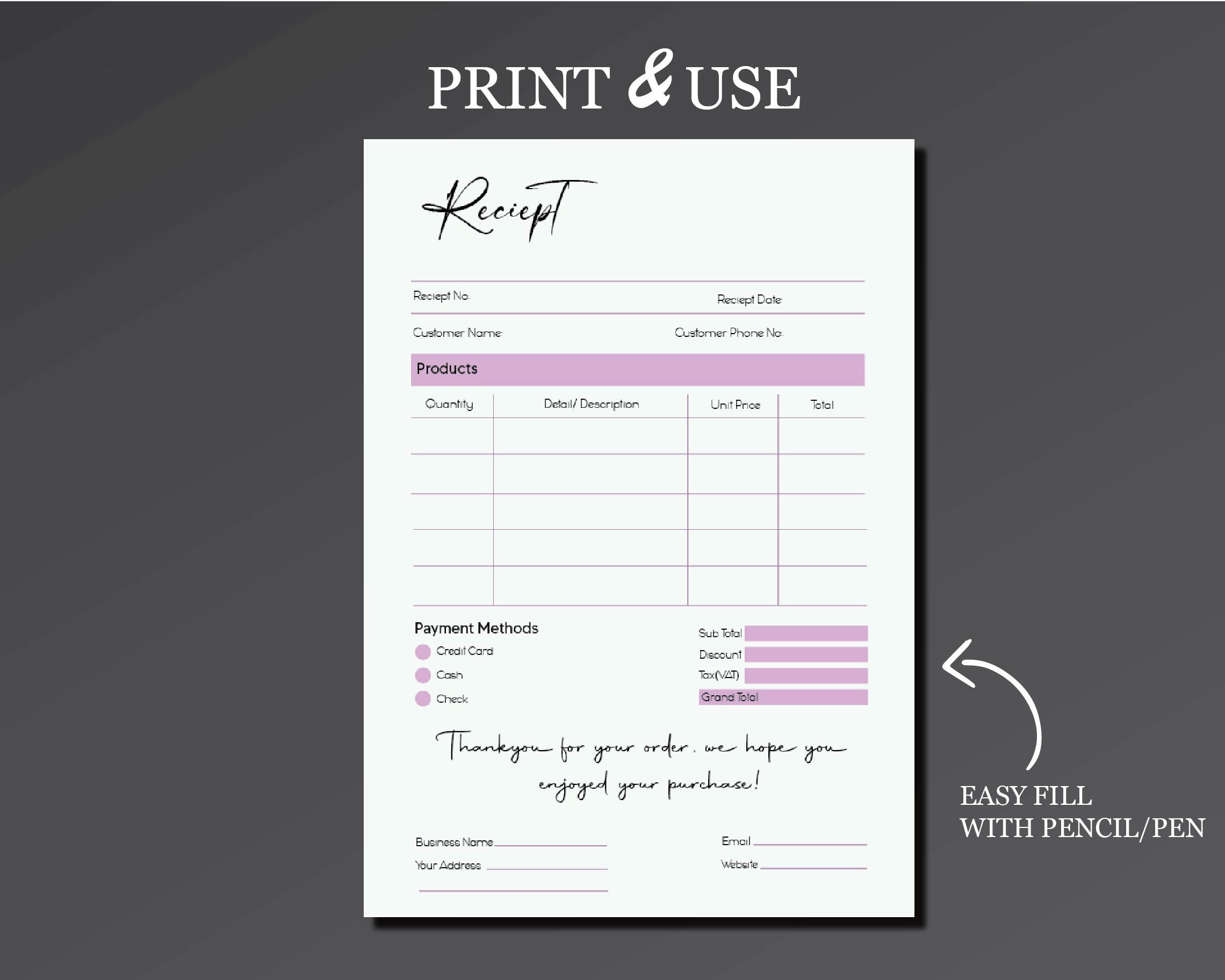 Receipt Template | Receipts | Business Receipt | Invoice Receipt ...