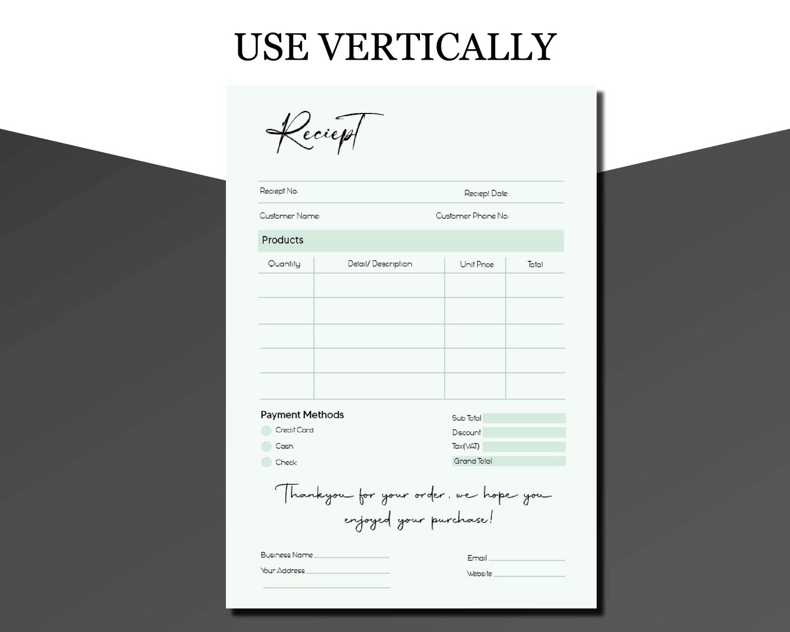 Receipt Template Receipts Business Receipt Invoice - Etsy
