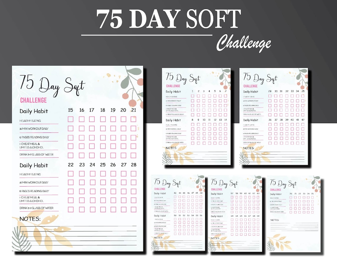 75 Soft Challenge 75 Day Challenge 75 Soft 75 Soft Printable 75 Soft ...