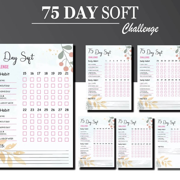 75 Day Challenge Free Printable - Etsy