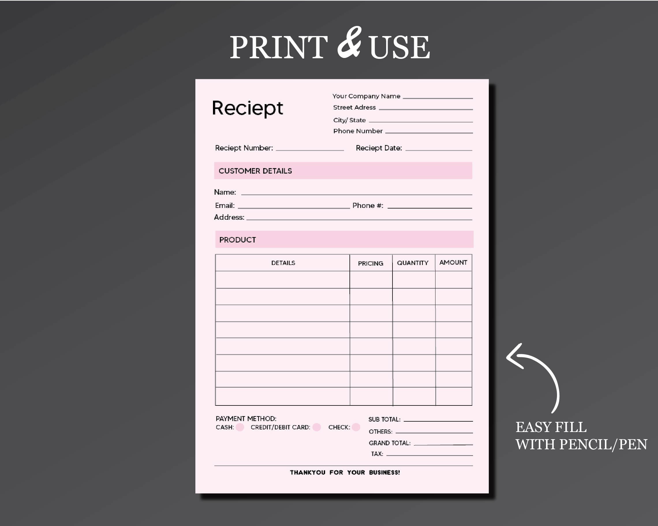 Receipt Template | Receipts | Business Receipt | Invoice Receipt ...