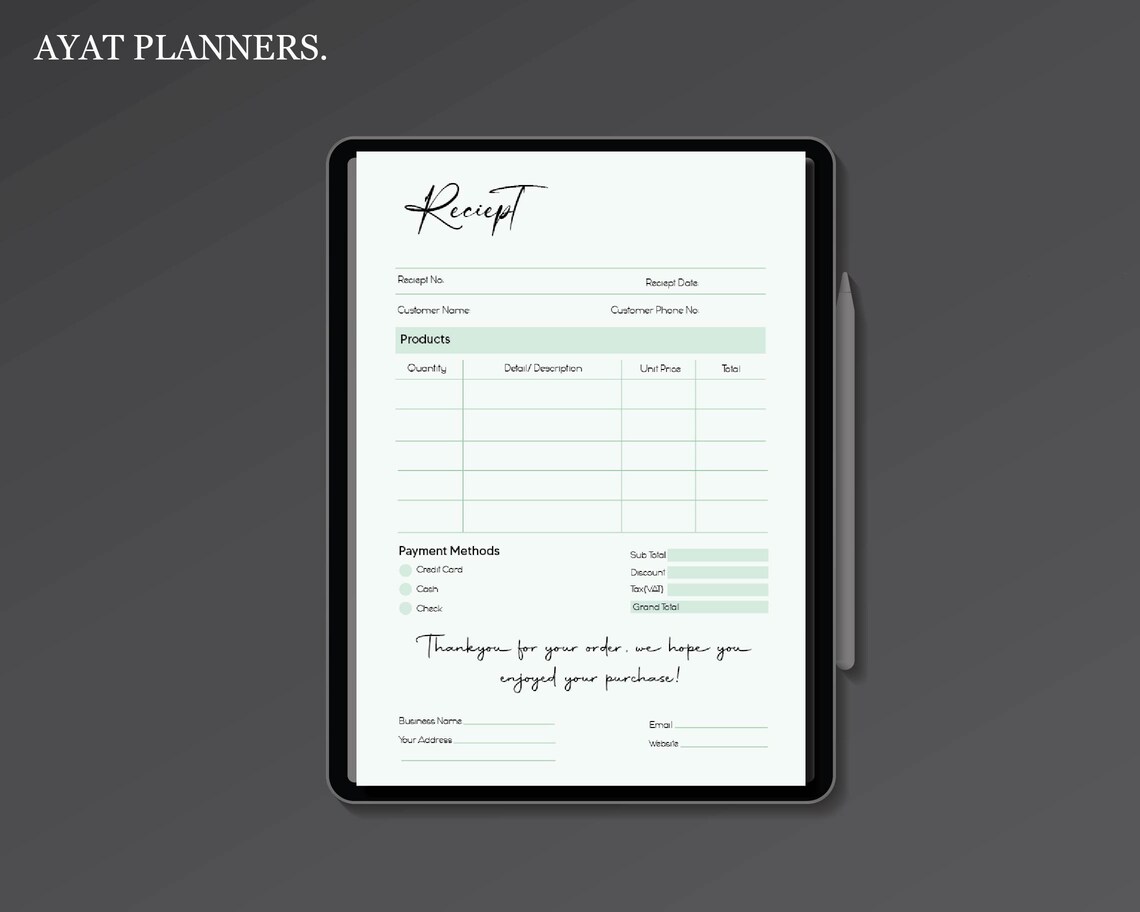 Receipt Template Receipts Business Receipt Invoice - Etsy