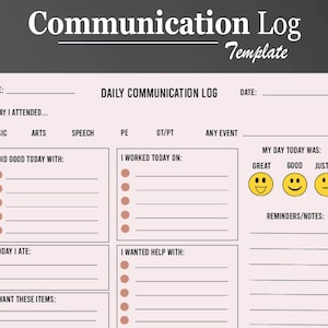 Daily Communication Log: Parent-teacher Report (PDF) - Etsy
