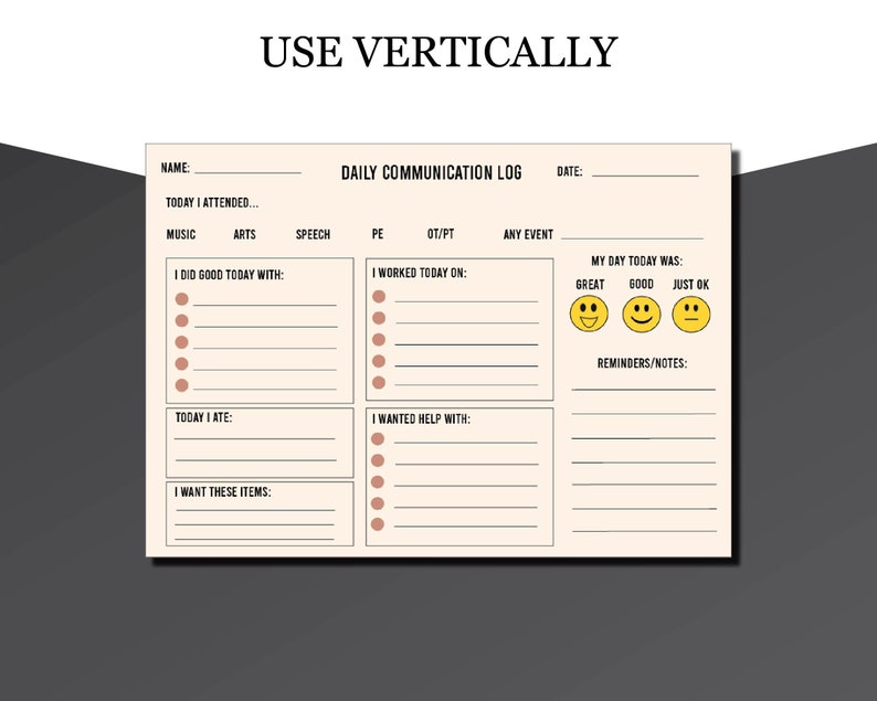 Parent Teacher Communication Log: Daily Student Report (PDF) - Etsy