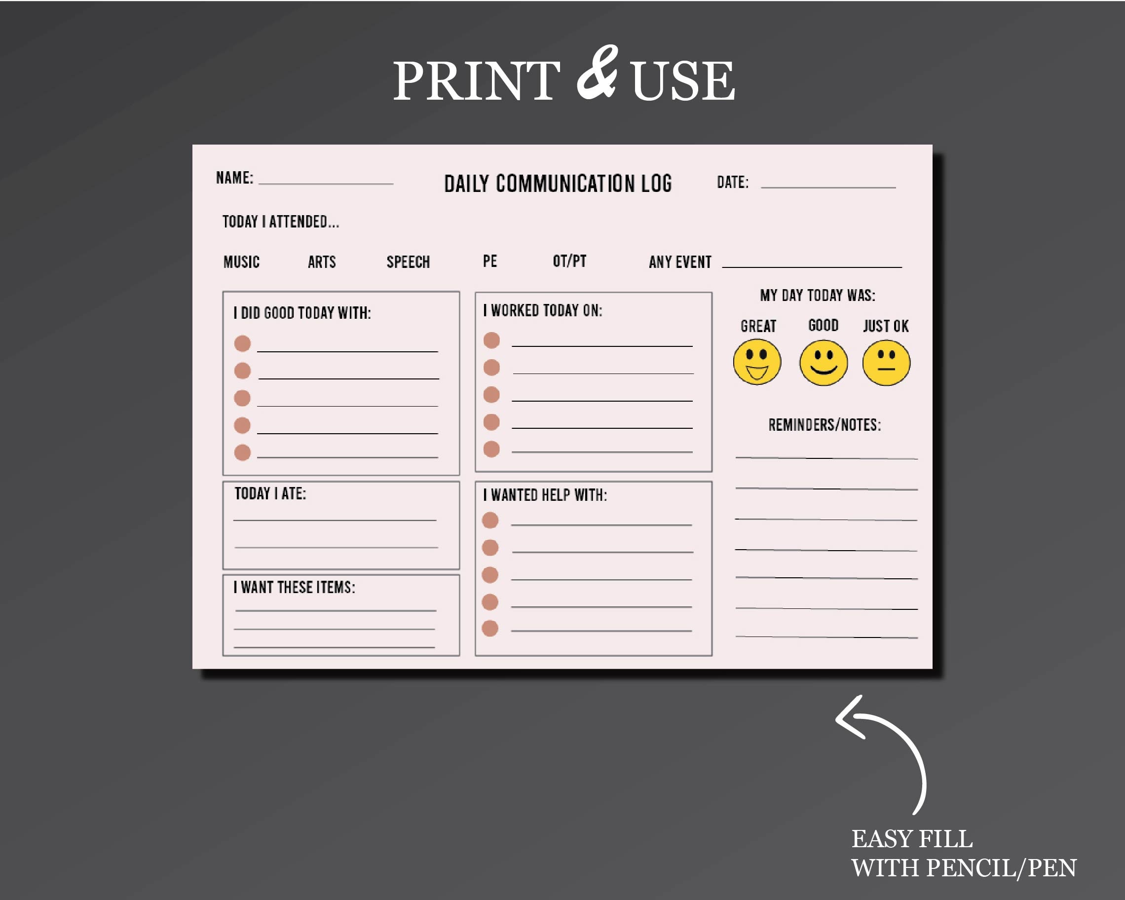 Daily Communication Log: Parent-teacher Report (PDF) - Etsy