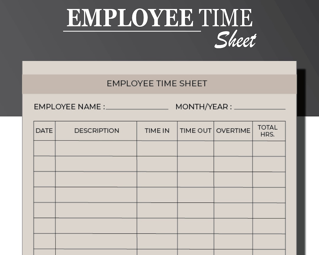 Time Log Timer Tracker Employee Timesheet Time Sheet Log Book Employee ...