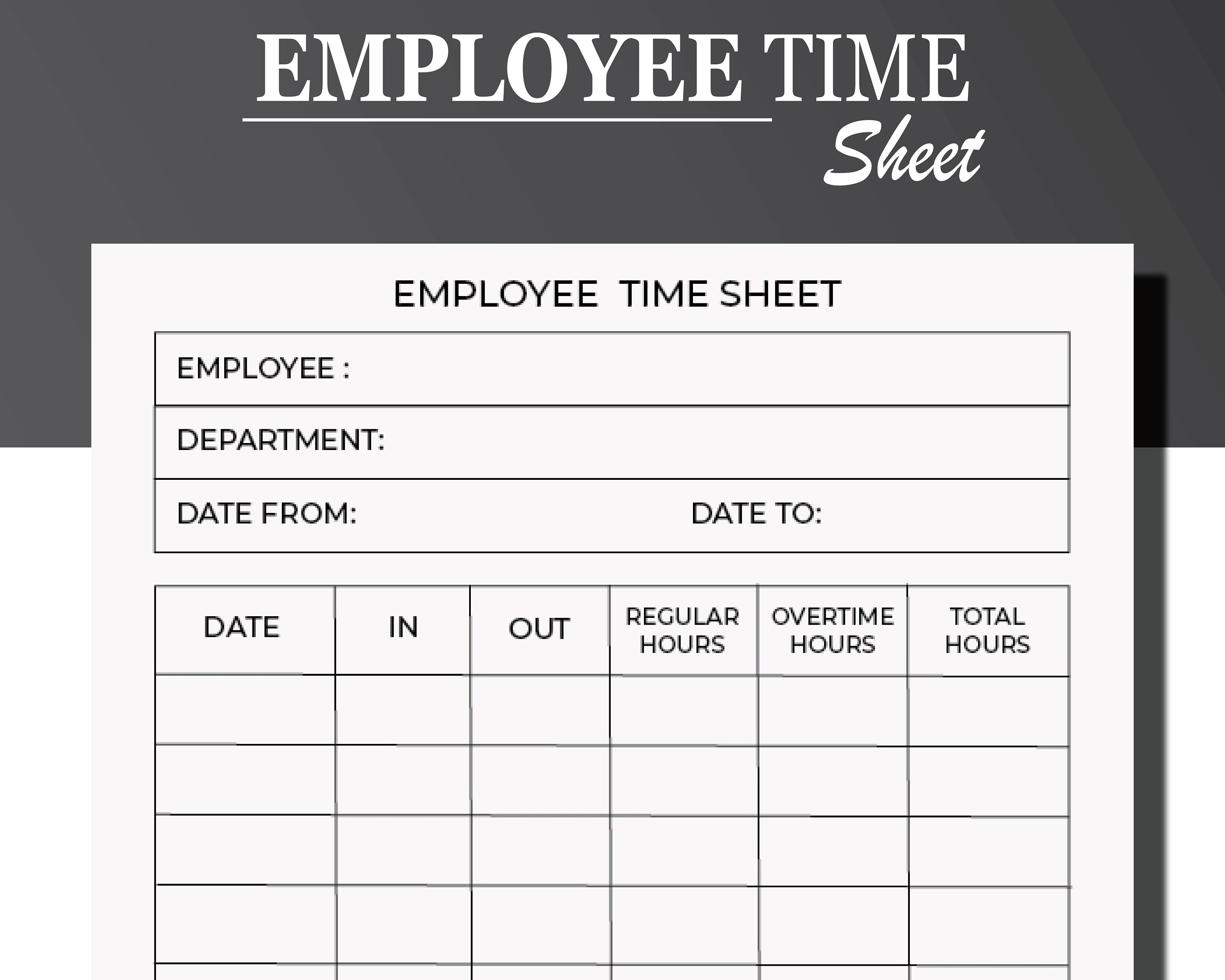 Time Log | Timer Tracker | Employee Timesheet | Time Sheet Log Book ...