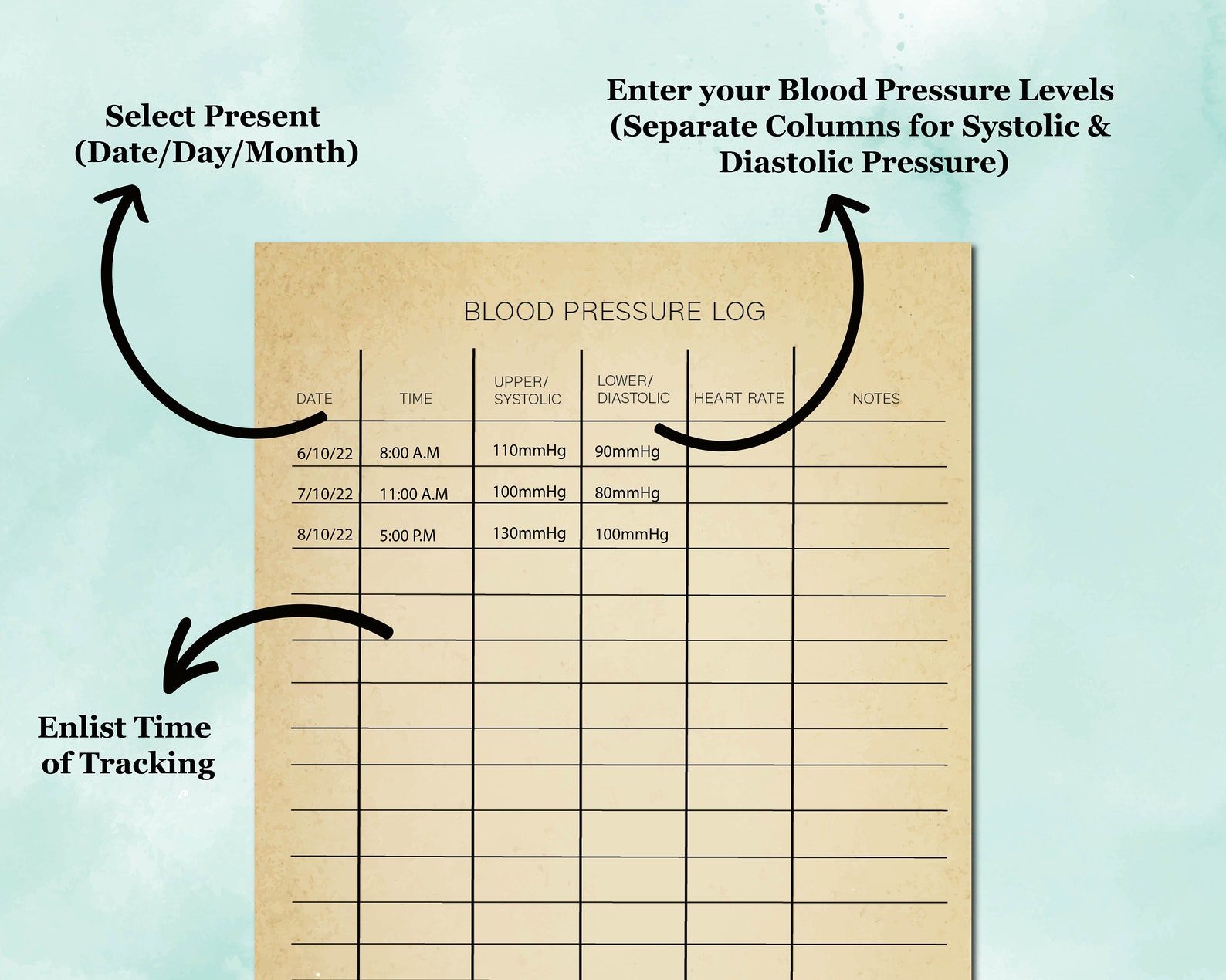 Blood Pressure Log Blood Pressure Chart Blood Pressure Hypertension ...