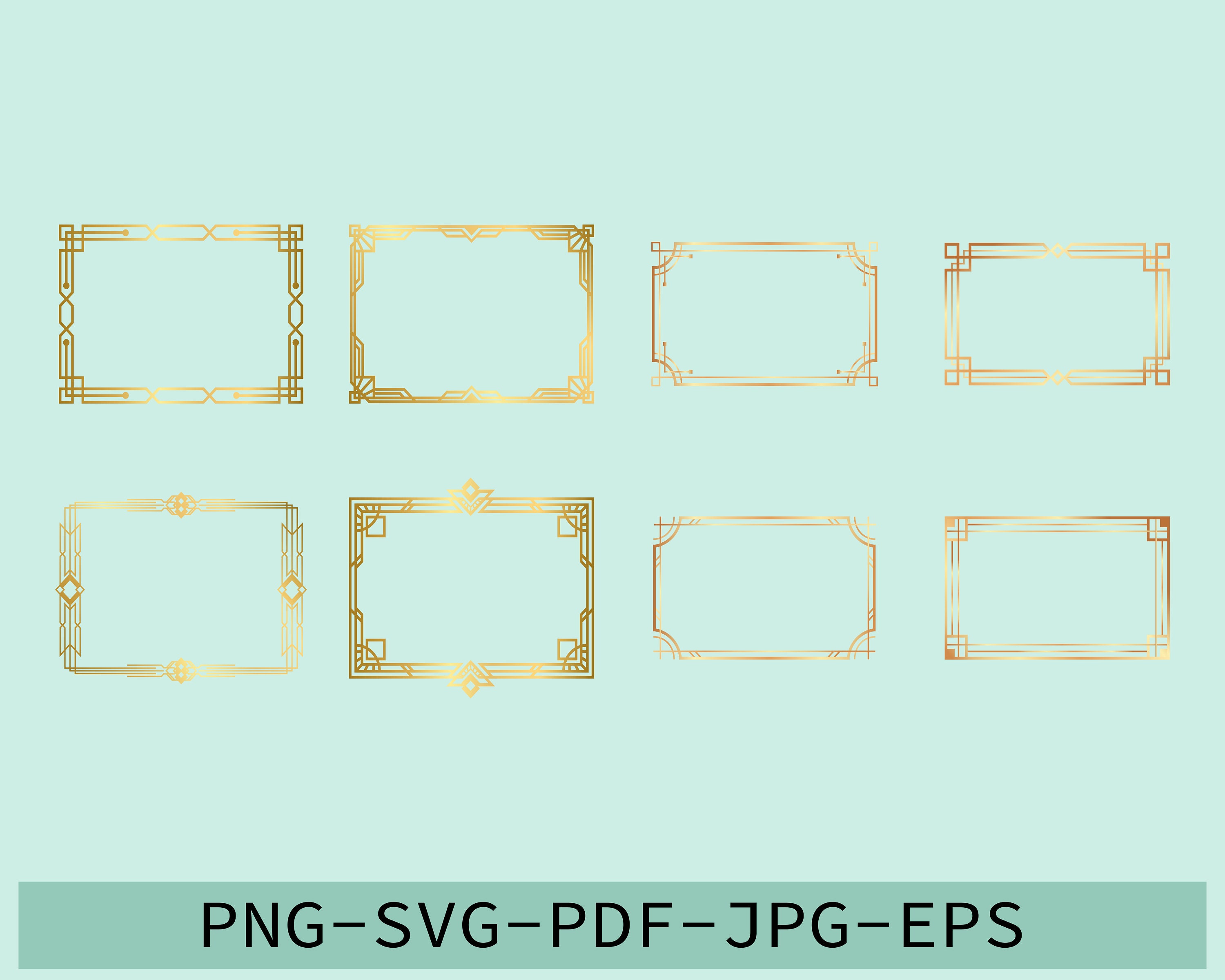 Gold Art Deco Frames: Roaring 20s Vector Clipart (40 Svgs) - Etsy