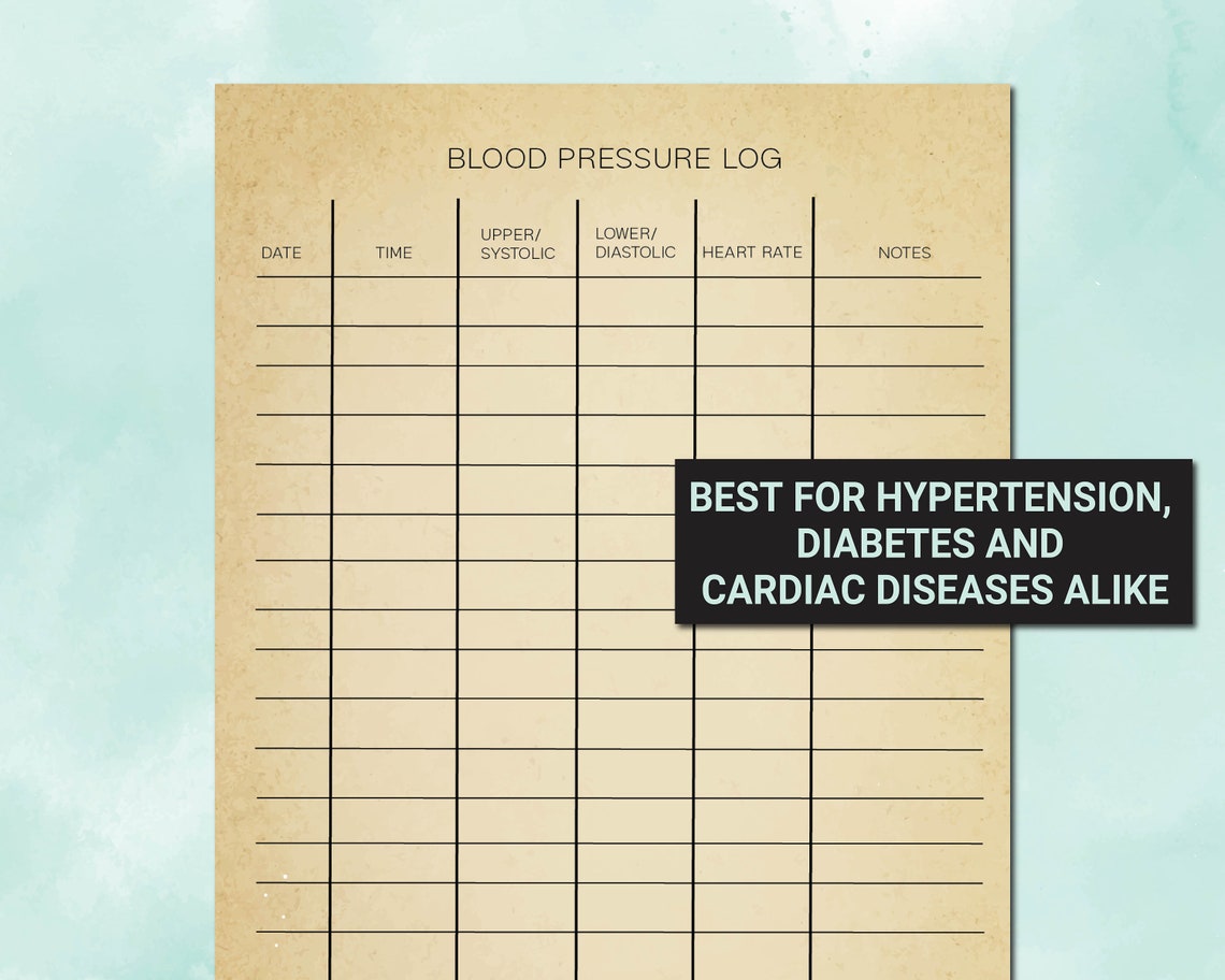 Blood Pressure Log Blood Pressure Chart Blood Pressure - Etsy UK