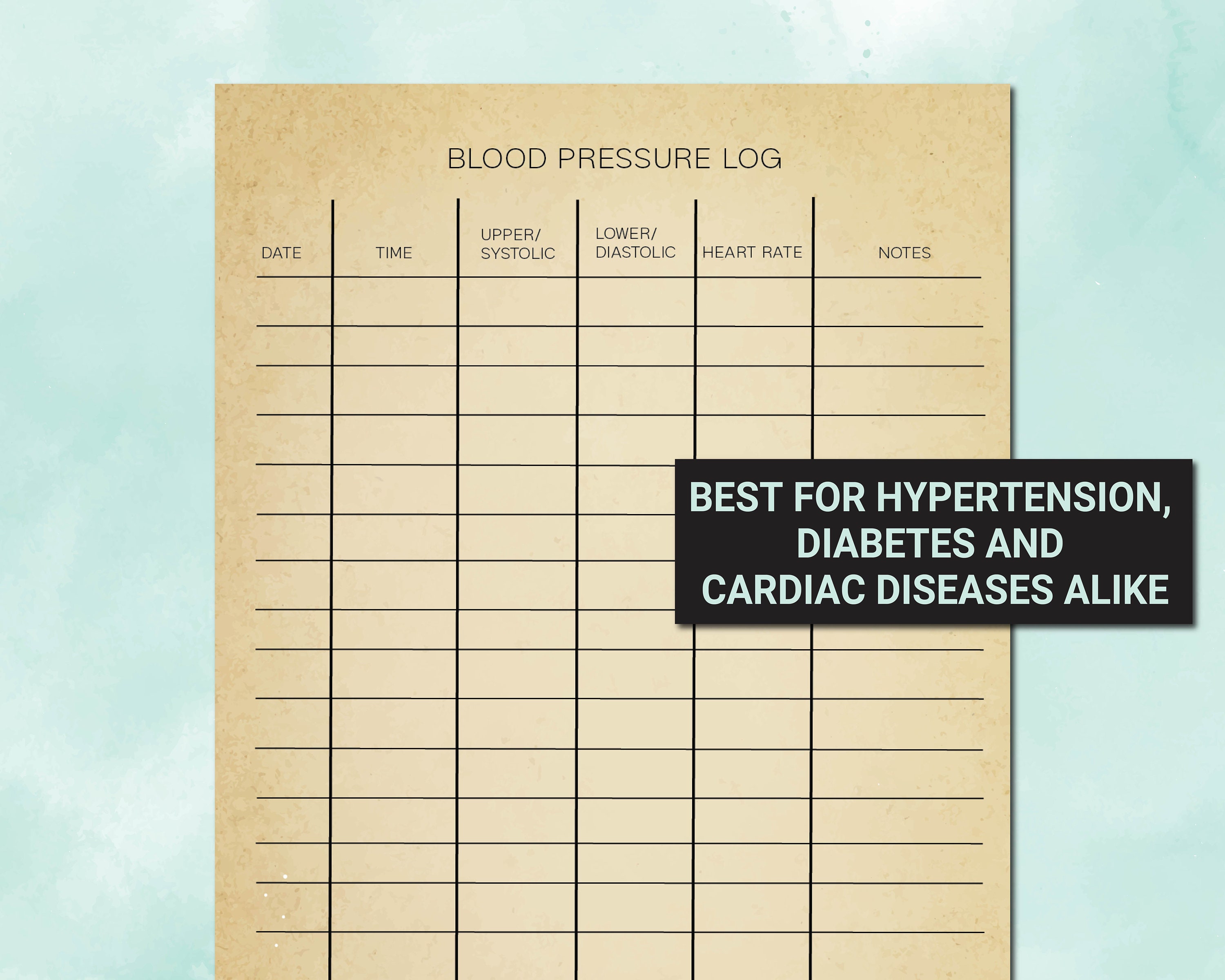 Blood Pressure Log Blood Pressure Chart Blood Pressure Hypertension ...