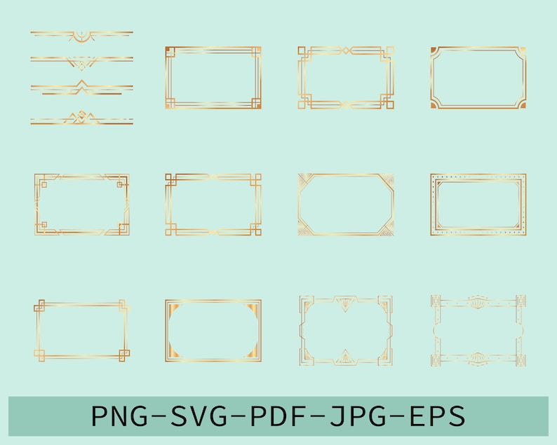 Gold Art Deco Frames: Roaring 20s Vector Clipart (40 Svgs) - Etsy