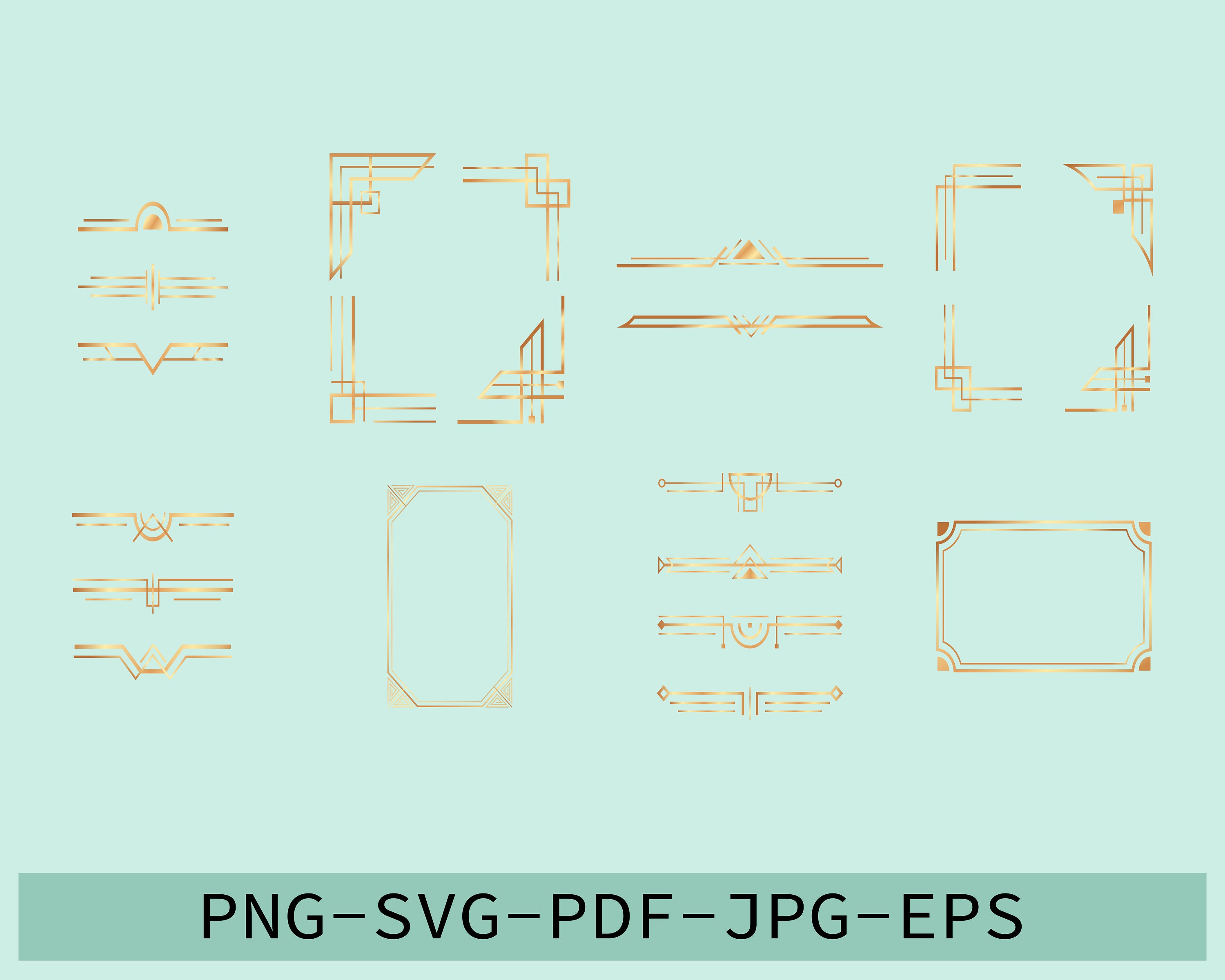 Gold Art Deco Frames: Roaring 20s Vector Clipart (40 Svgs) - Etsy