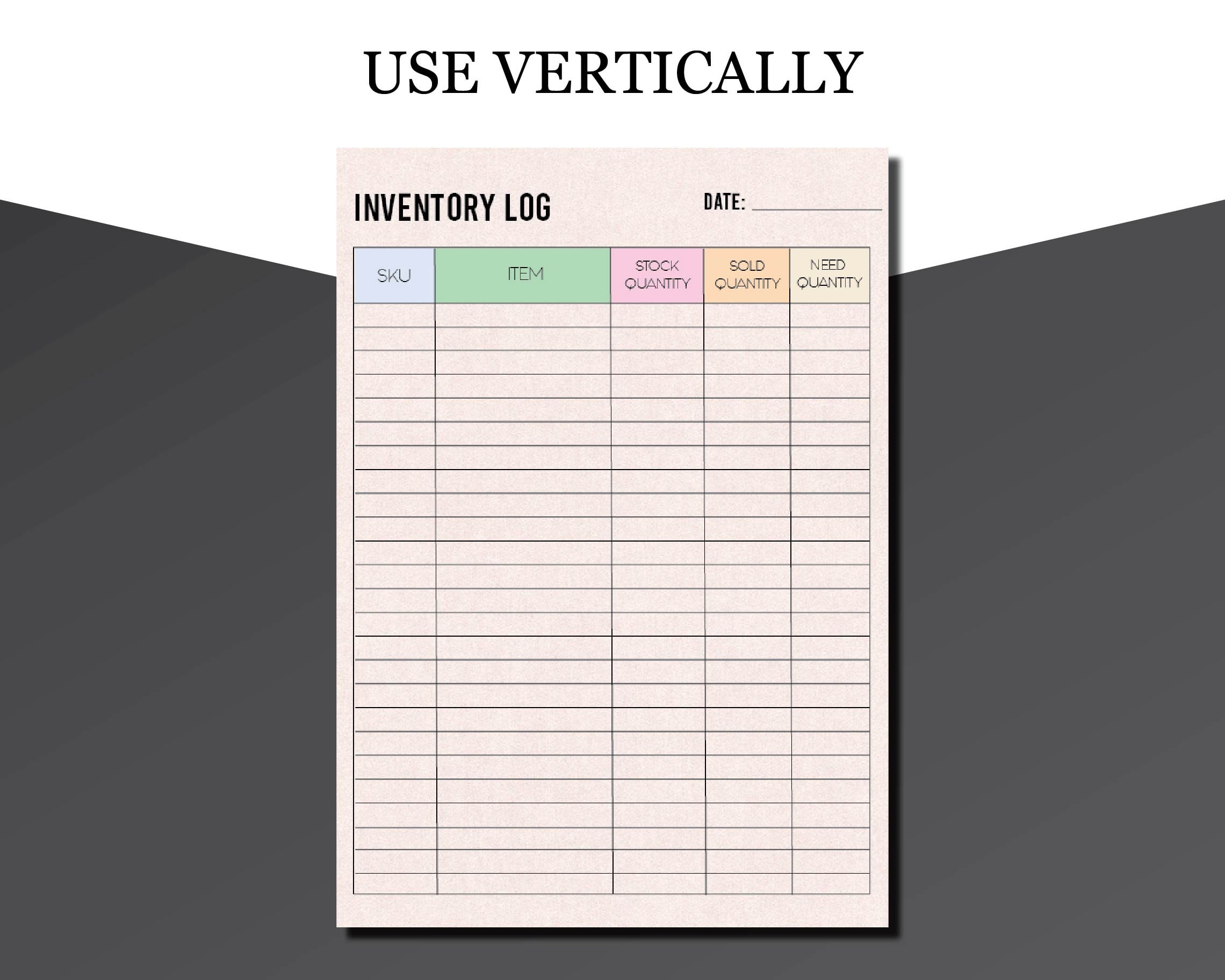 Inventory Tracker Inventory Template Inventory Log - Etsy