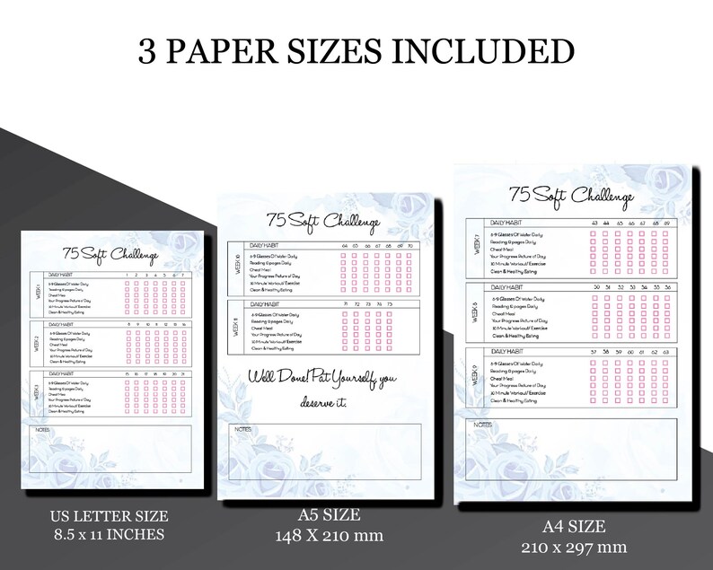 75 Soft Challenge Tracker: Printable Template (PDF) - Etsy