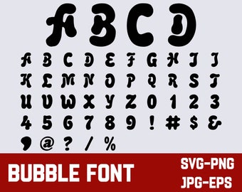 Bubble Font Groovy Font Bubble Script Font Bubble Letters Svg Retro ...